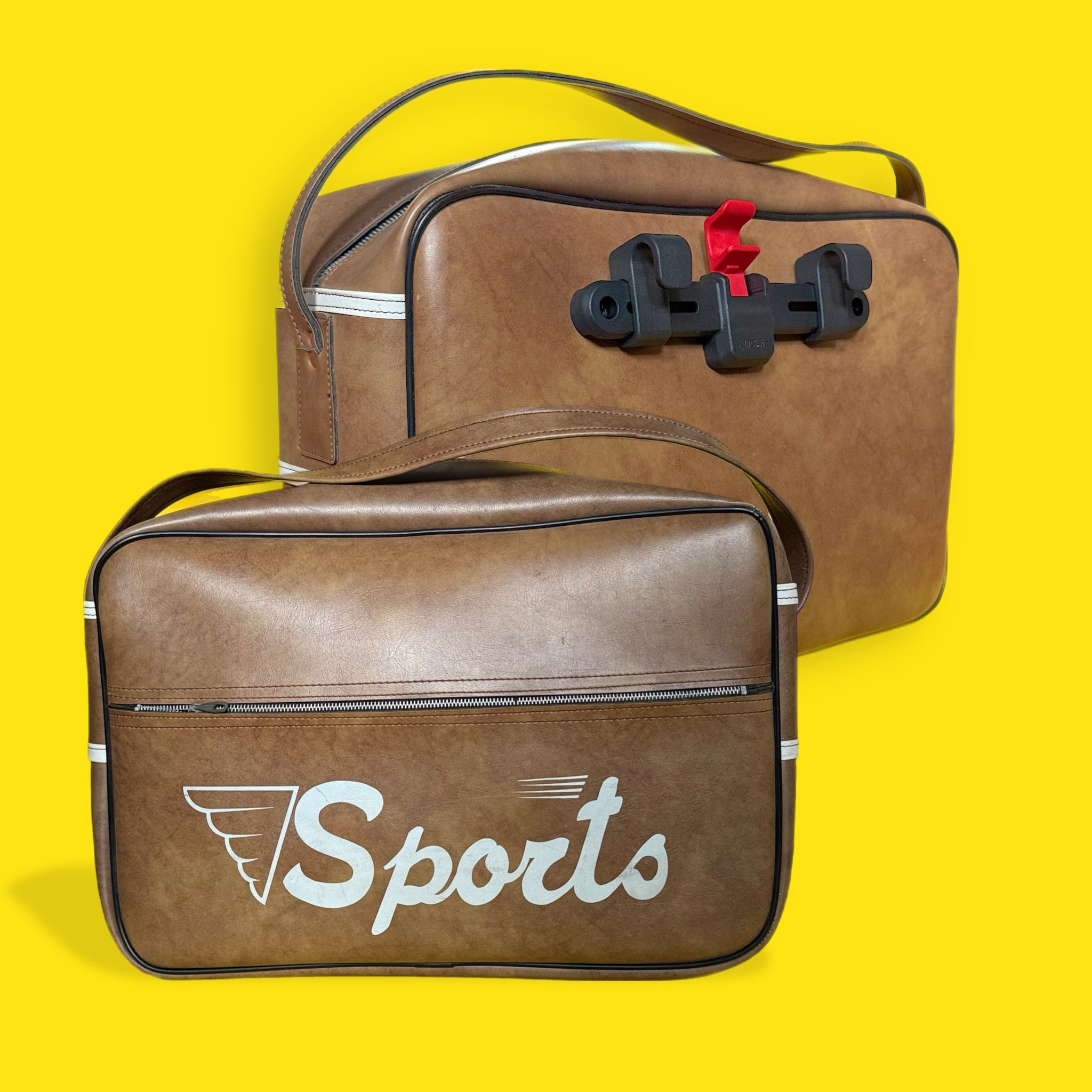 Upcycled vintage 80s ‘sports’ bag pannier brown – Goodordering