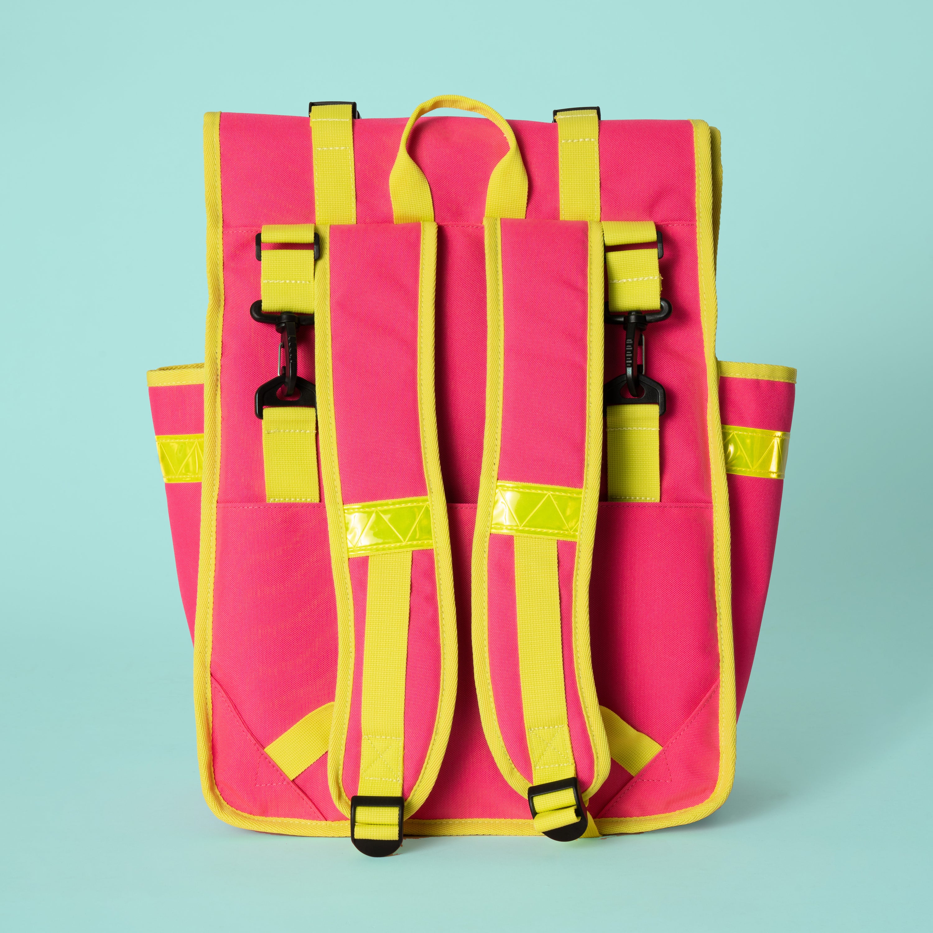 Neon rolltop backpack pannier bag neon pink – Goodordering