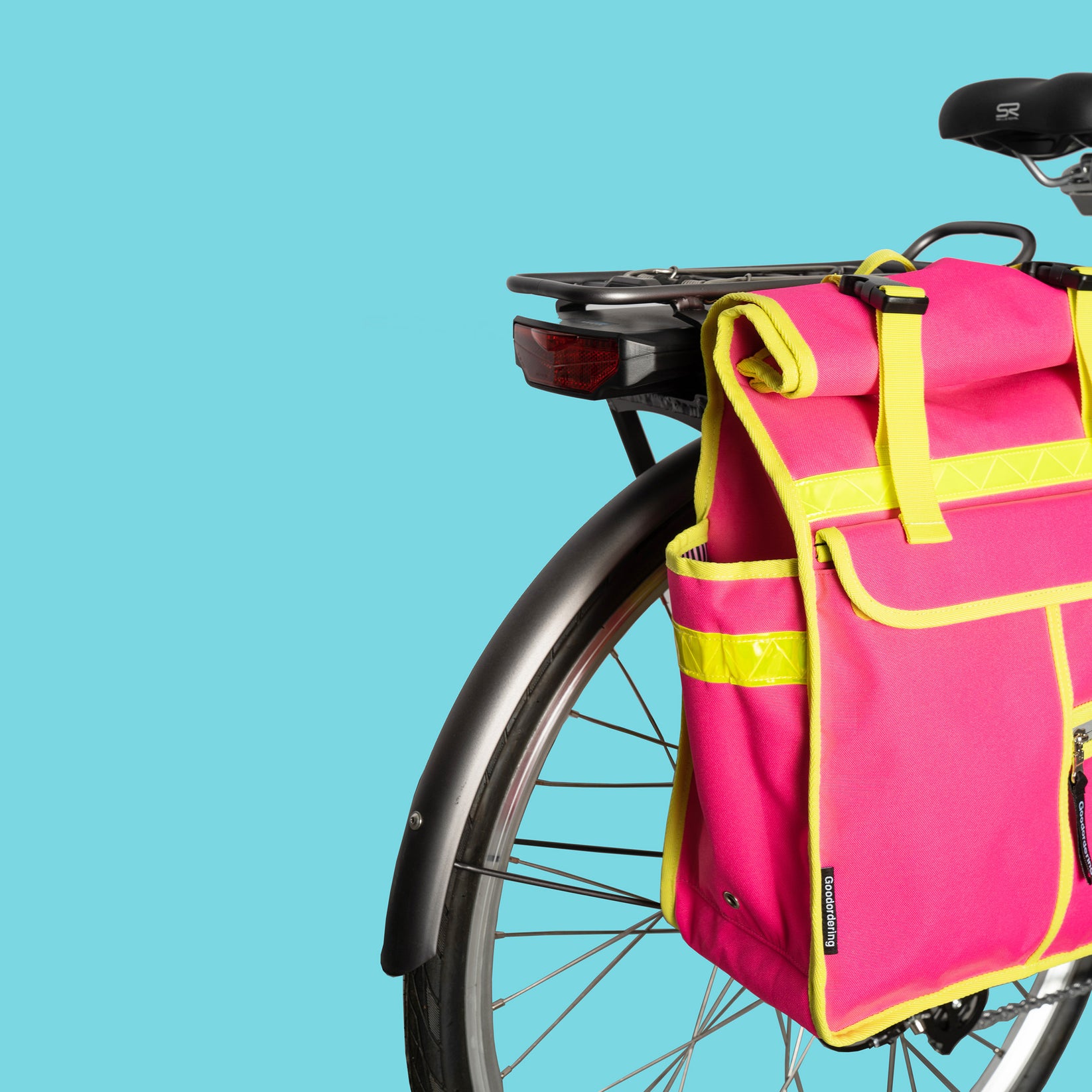 Neon rolltop backpack pannier bag neon pink – Goodordering