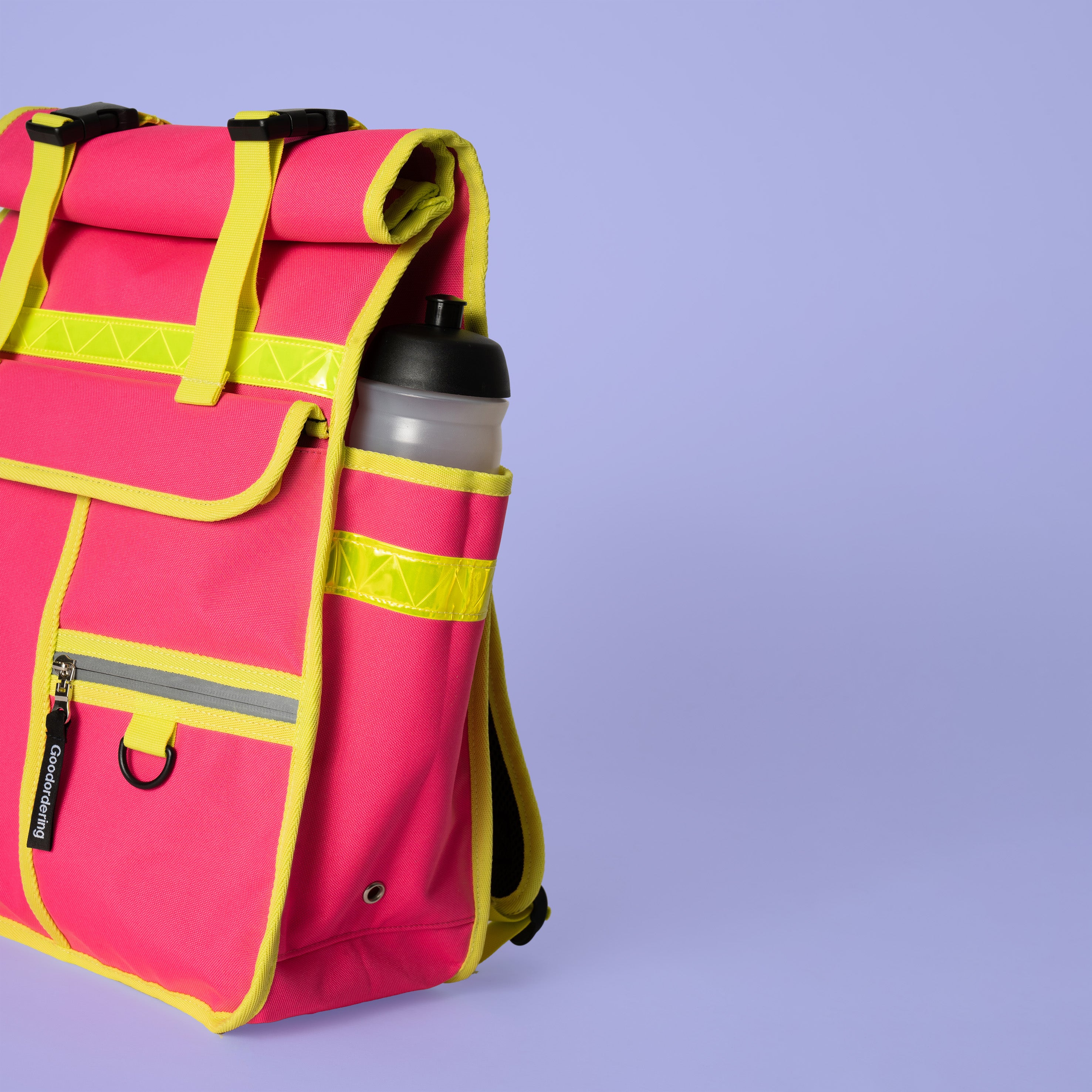 Neon rolltop backpack pannier bag neon pink – Goodordering